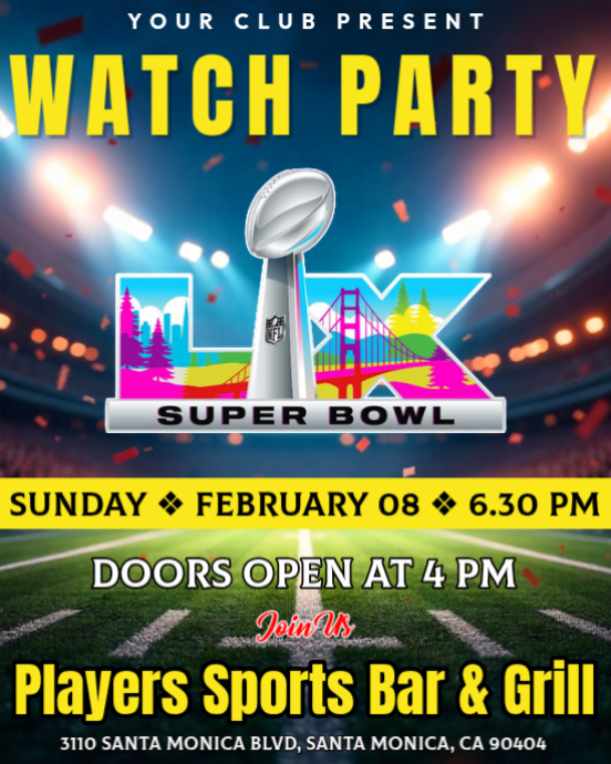 Copy of Super Bowl 2026 Lx Watch Party Template Instagram Portrait ...