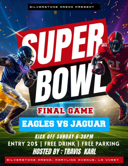 Super Bowl Final Game Event Flyer Template | PosterMyWall
