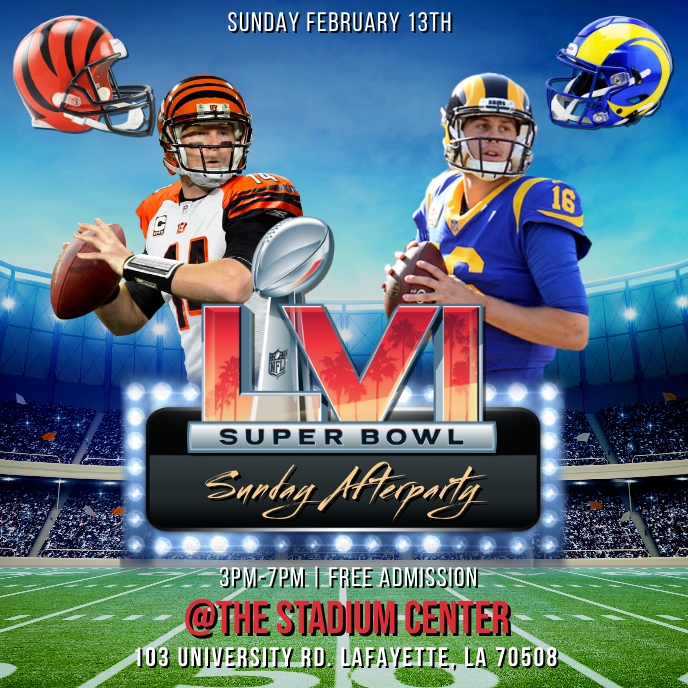 SUPER BOWL LVI FOOTBALL AFTER PARTY FLYER Template | PosterMyWall