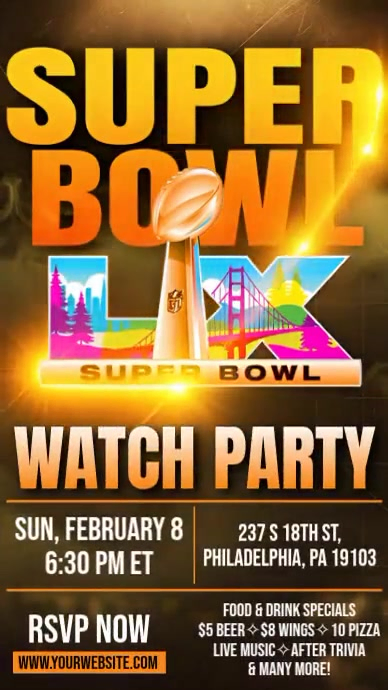 Super Bowl LX Watch Party Instagram Story Template | PosterMyWall