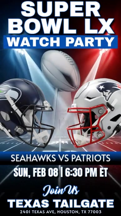 Super Bowl LX: Seattle Seahawks vs New England Patriots Watch Party ...