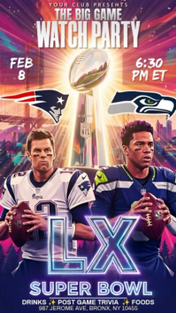 Plantilla de Super Bowl LX: Seattle Seahawks vs New England Patriots ...