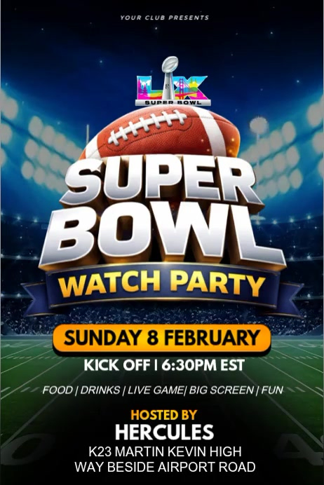 Super bowl watch party celebration template | PosterMyWall
