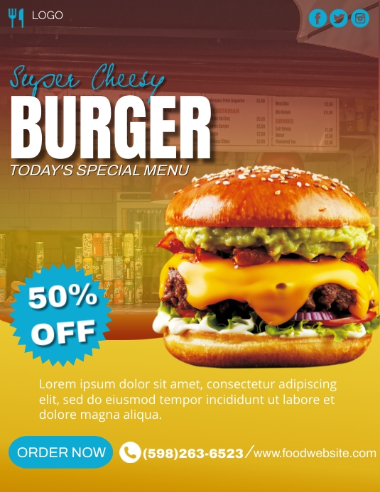 Super Cheesy Burger Template | PosterMyWall