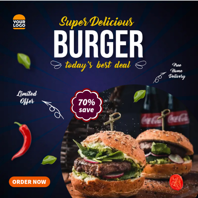 Super Delicious Burger Ads Template | PosterMyWall