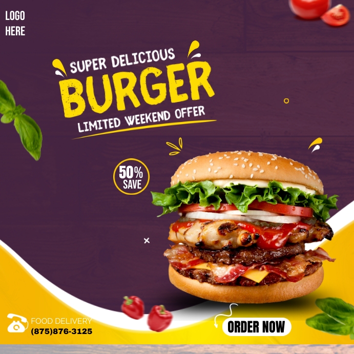Super Delicious Burger Ads Template | PosterMyWall