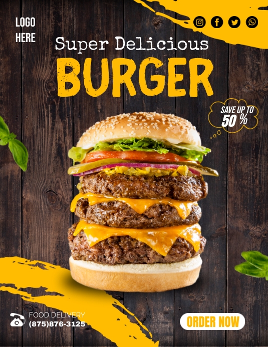 Plantilla de Super Delicious Burger Banner | PosterMyWall