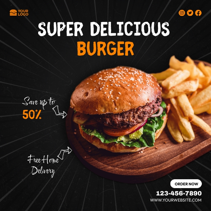 Copy of Super Delicious Burger | PosterMyWall