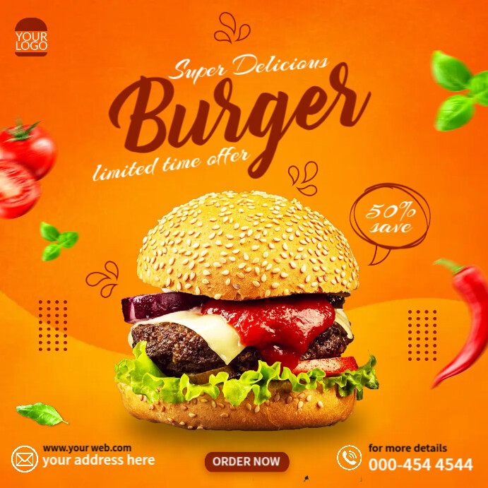 Super Delicious Burger Template | PosterMyWall