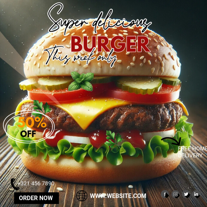 Super delicious burger Template | PosterMyWall