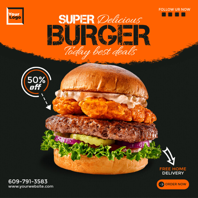 Super Delicious Burger Template | PosterMyWall