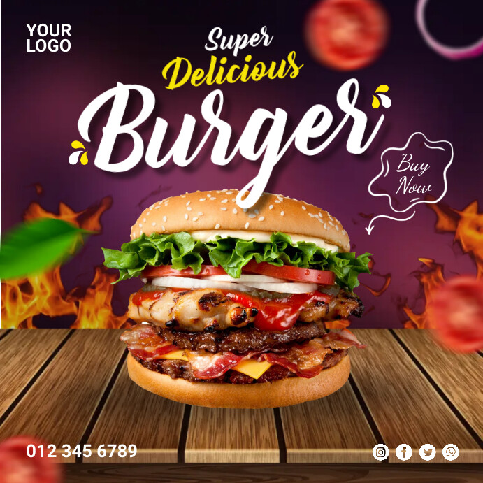 Super Delicious Burger Template | PosterMyWall