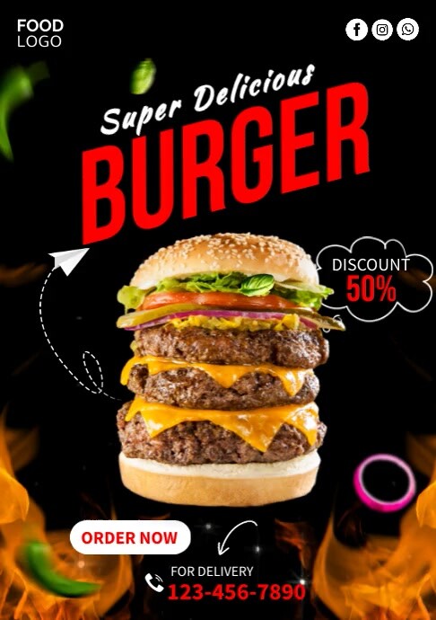 Super Delicious Burger Flyer Template | PosterMyWall