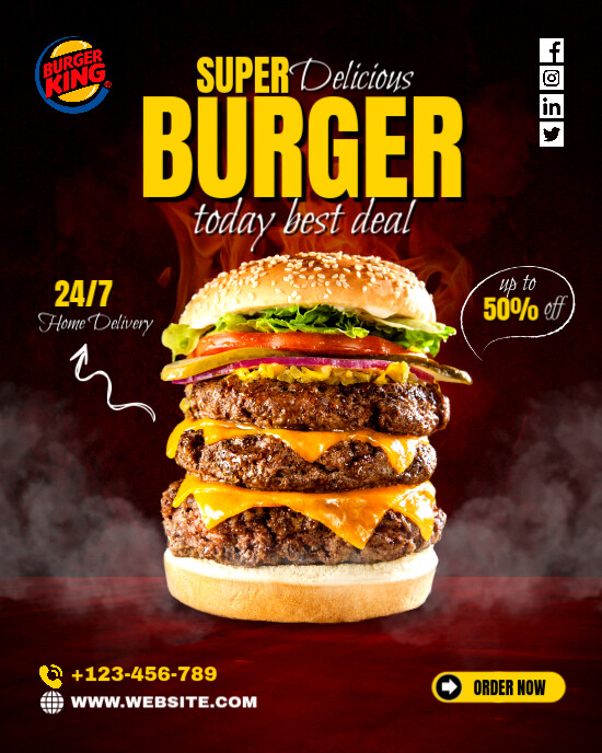 Super delicious burger food Template | PosterMyWall