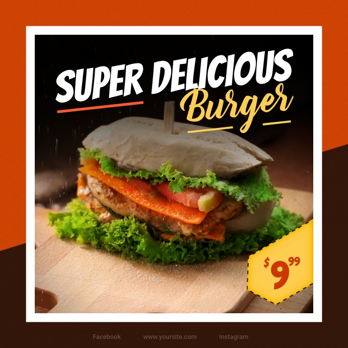 Super Delicious Burger Instagram Banner Template | PosterMyWall
