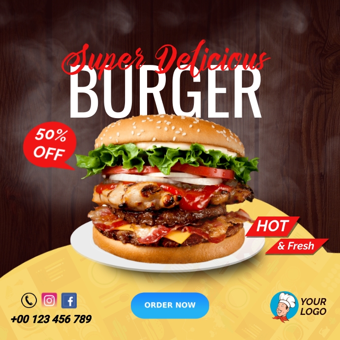 Super Delicious Burger Instagram Story Template | PosterMyWall
