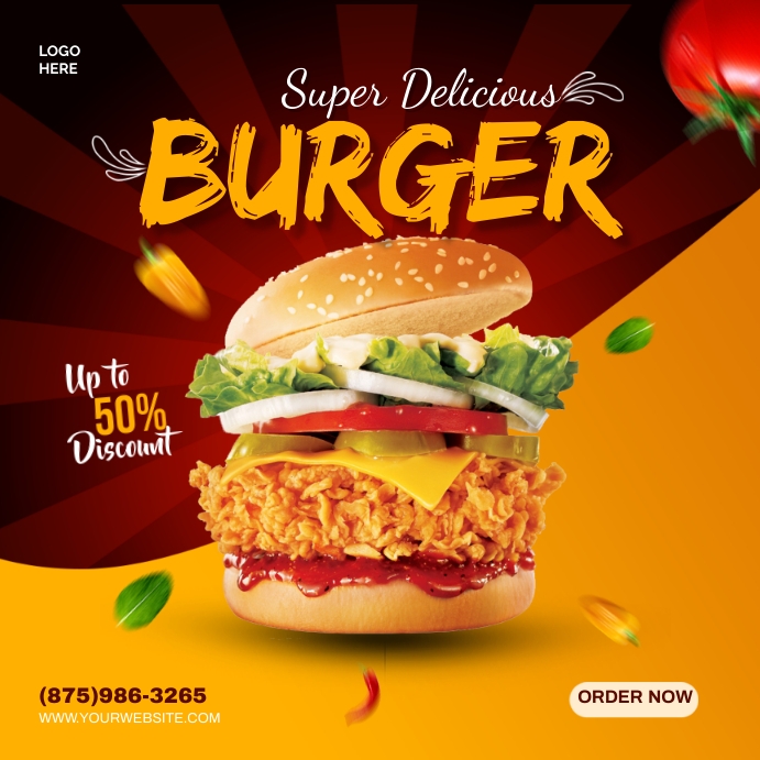 Super Delicious Burger Menu Template | PosterMyWall