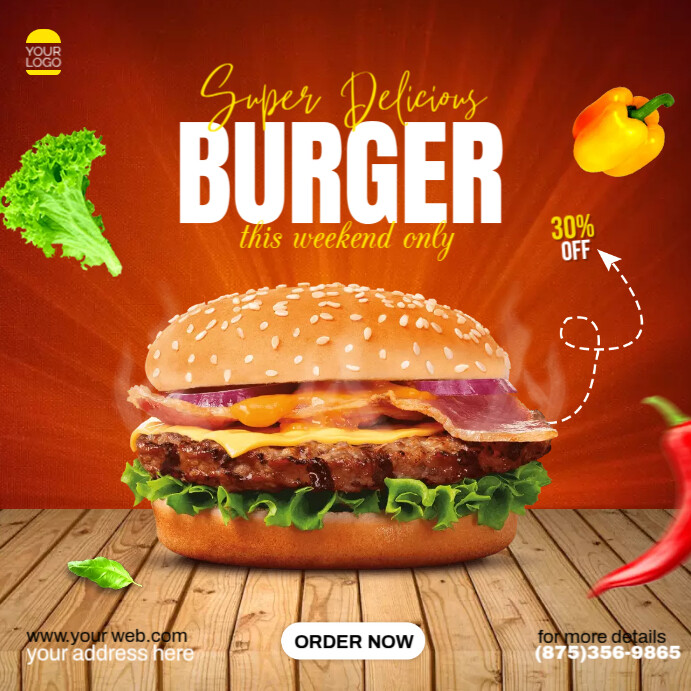Super Delicious Burger Offer Template | PosterMyWall