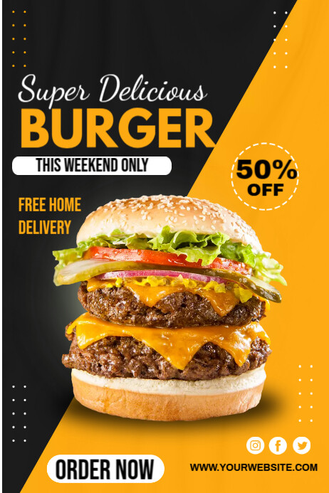 Super Delicious Burger Poster Template | PosterMyWall