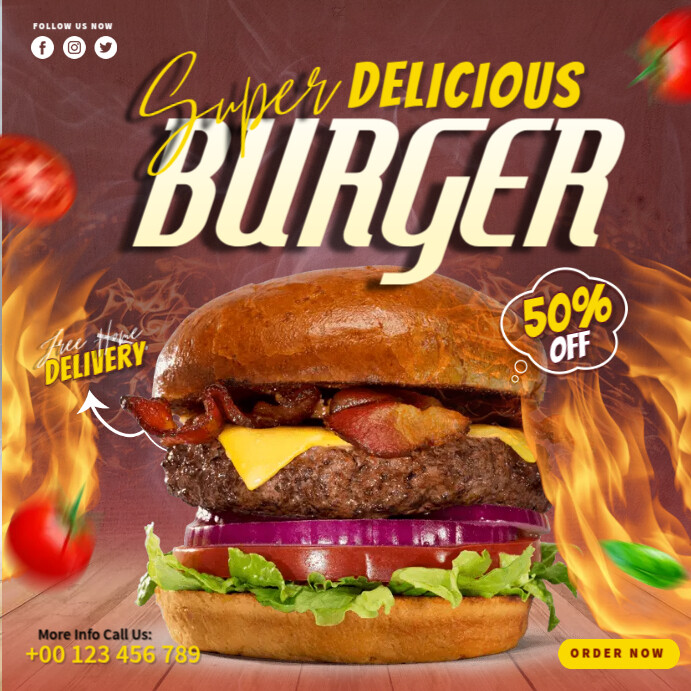 Plantilla de Super Delicious Burger Template | PosterMyWall