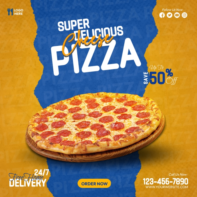 Copy of Super Delicious Cheese Pizza | PosterMyWall
