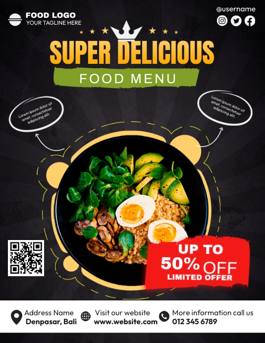Super Delicious Food Menu Template | PosterMyWall