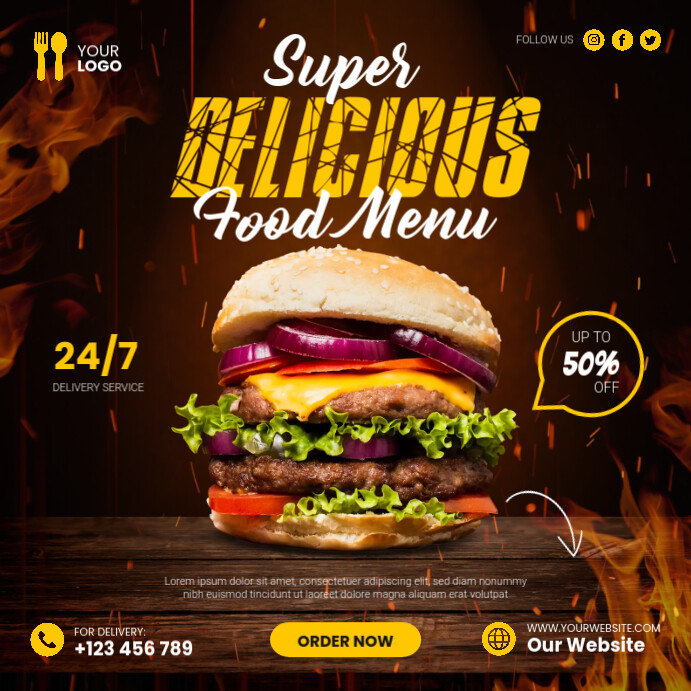 Copy of Super Delicious Food Menu Poster | PosterMyWall