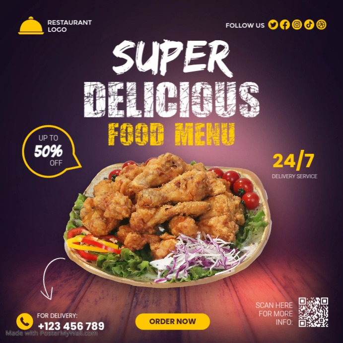 Plantilla de Super Delicious Food Menu Restaurant Poster Flyer ...