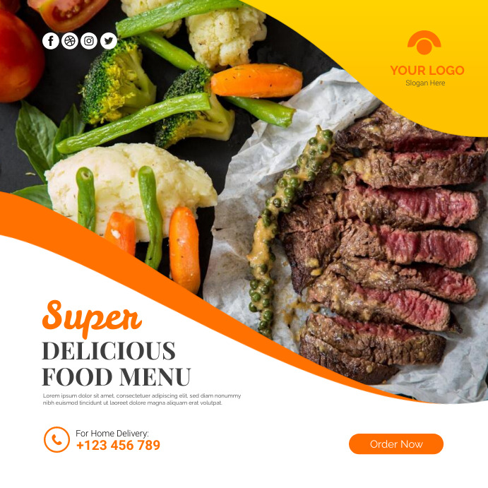 Copy of Super Delicious Food Menu Social Media Post | PosterMyWall