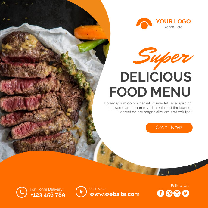 Super Delicious Food Menu Social Media Post Template | PosterMyWall