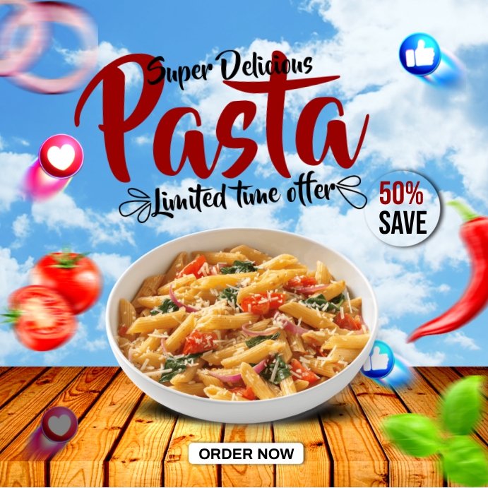 Super Delicious Pasta Template | PosterMyWall