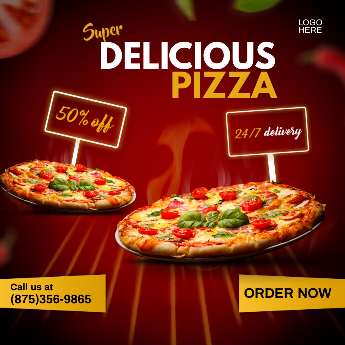 Super Delicious Pizza Ads Template | PosterMyWall