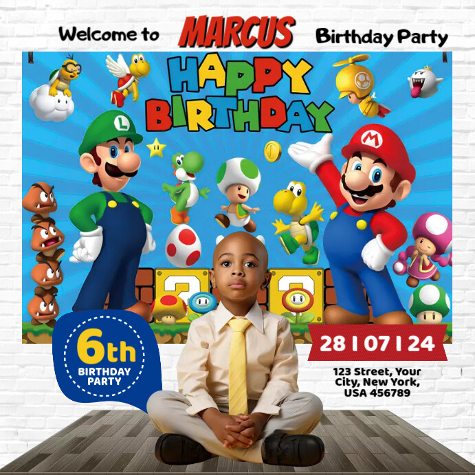 Copy of Super Mario, Birthday flyer | PosterMyWall