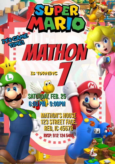 Super Mario, Birthday Flyer Template | PosterMyWall