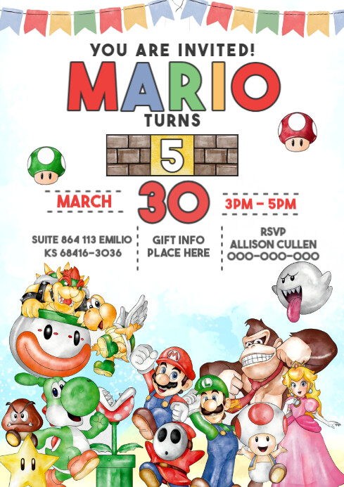 Plantilla de Super Mario | PosterMyWall