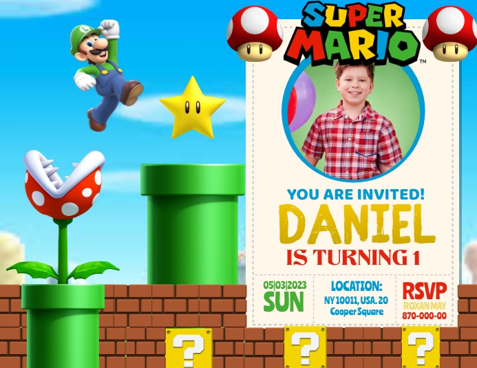 Super Mario Template | PosterMyWall