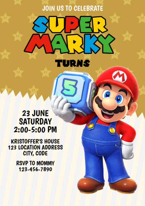 Super Mario Jamboree Star Birthday Invitation Template | PosterMyWall