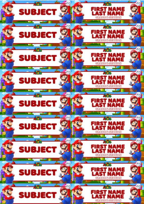 Super Mario Name Tag Template | PosterMyWall