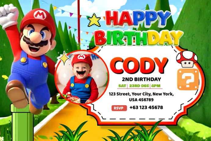 Super Mario Party BIrthday Tarpaulin Template | PosterMyWall