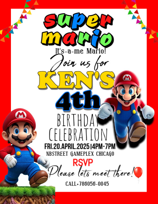 Super Mario Theme Birthday Party Flyer (us Letter) Template | PosterMyWall