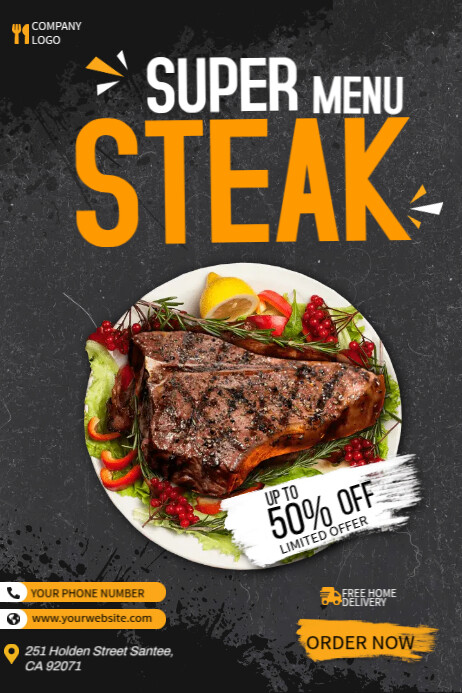 Super Menu Steak Template | PosterMyWall