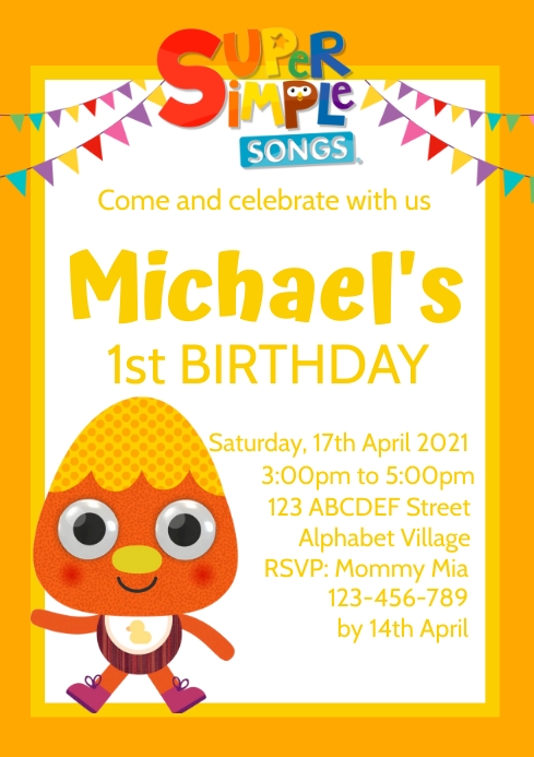 Copy of Super Simple Songs Birthday Invitation | PosterMyWall