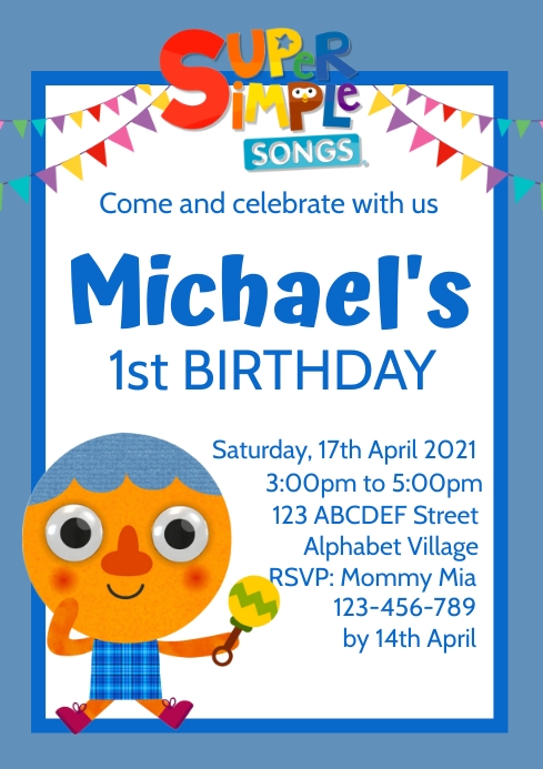 Copy of Super Simple Songs Birthday Invitation | PosterMyWall