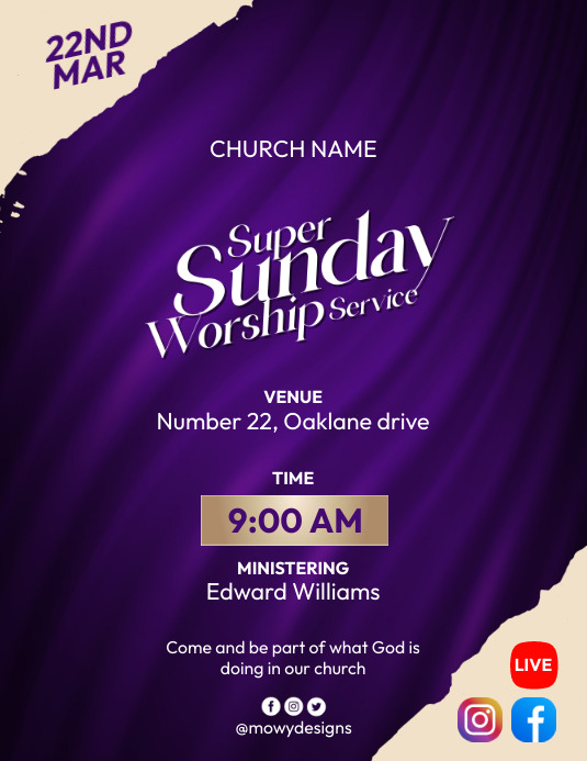 Super Sunday Worship Service Template | PosterMyWall