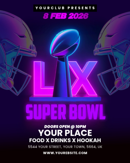 Superbowl 2026 Party Flyer Template | PosterMyWall