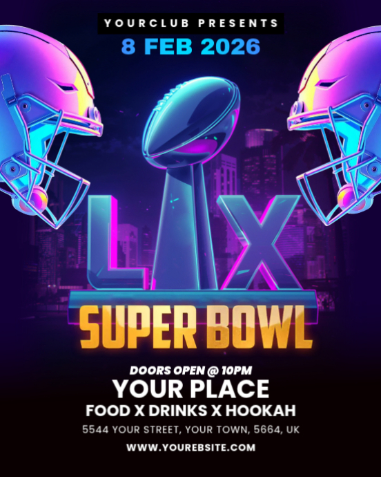 Superbowl 2026 Party Flyer Template | PosterMyWall