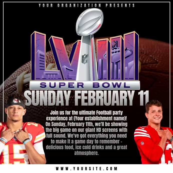 Superbowl lviii flyer, american football cham Template | PosterMyWall