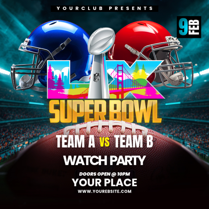 Plantilla de Superbowl Party Flyer | PosterMyWall