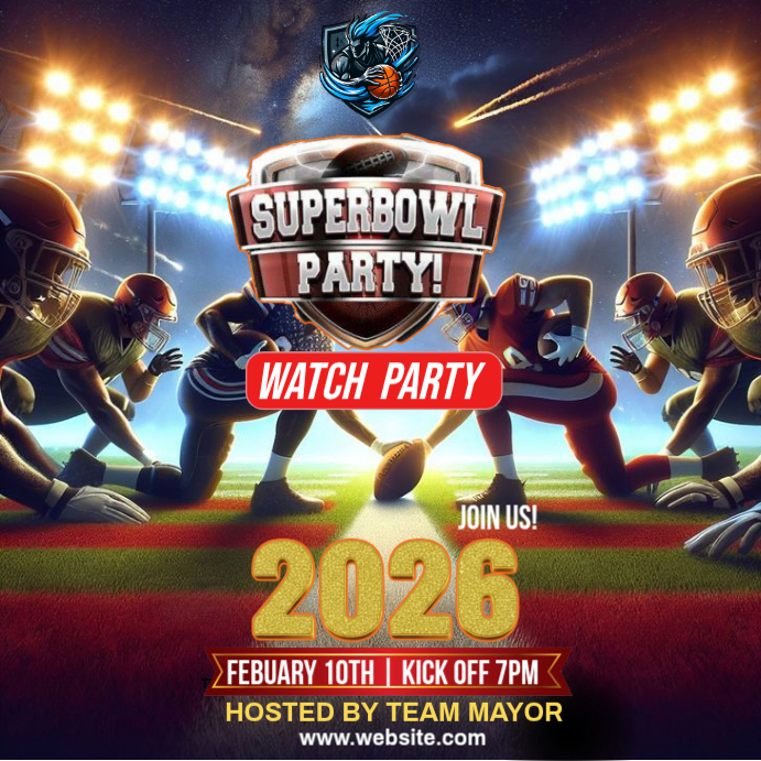 Superbowl watch party Template | PosterMyWall