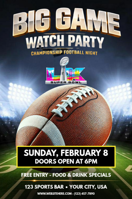 Superbowl watch party lx Template | PosterMyWall
